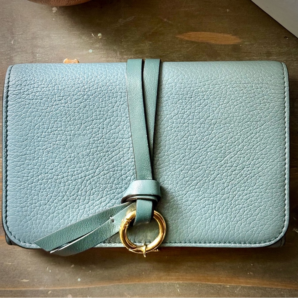 Chlo Medium Alphabet Trifold Wallet In Blue - Gem